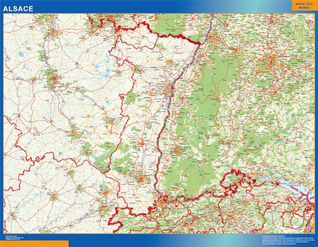 Alsace laminated wall map | Wall maps of the world. THE WALL MAPS