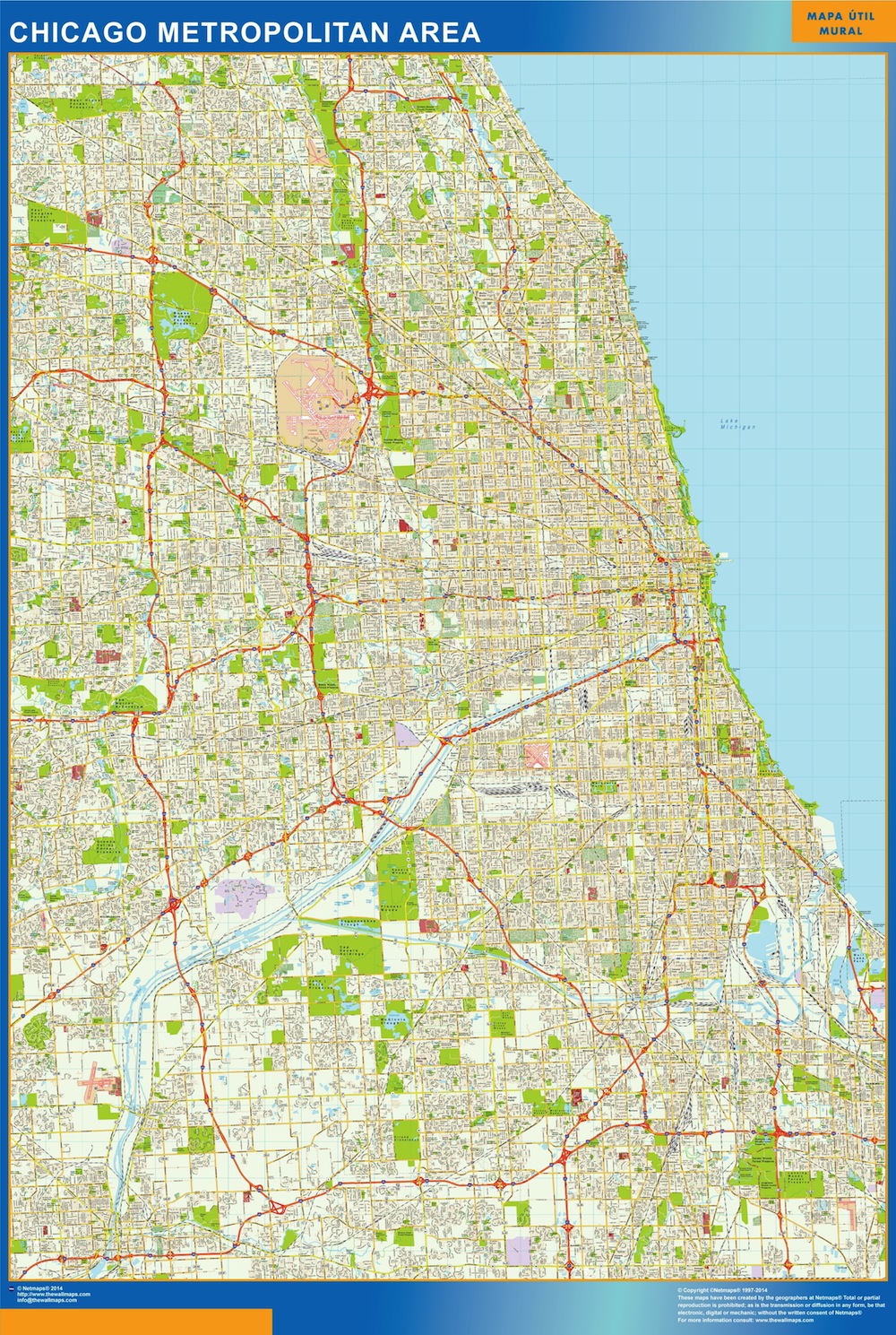 Chicago wall wall map | Wall maps of the world. THE WALL MAPS