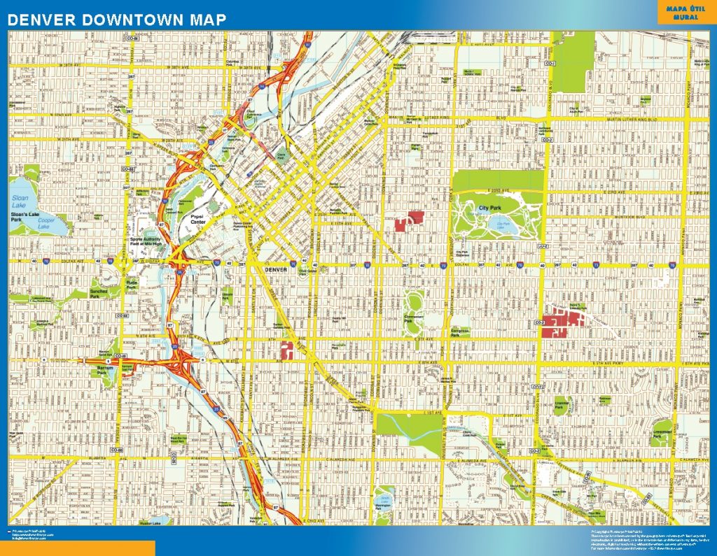 Denver downtown wall map | Wall maps of the world. THE WALL MAPS