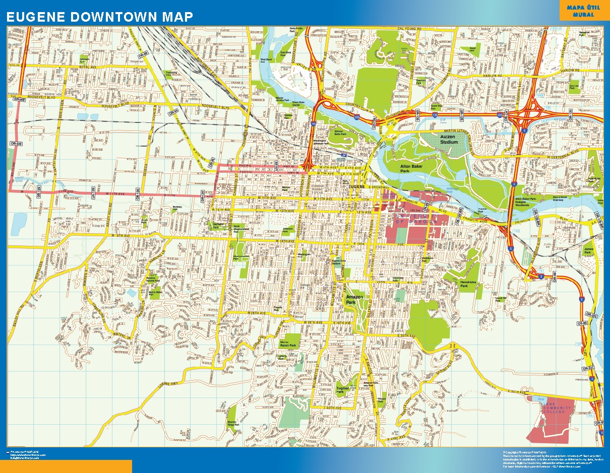 Eugene downtown wall map | Wall maps of the world. THE WALL MAPS