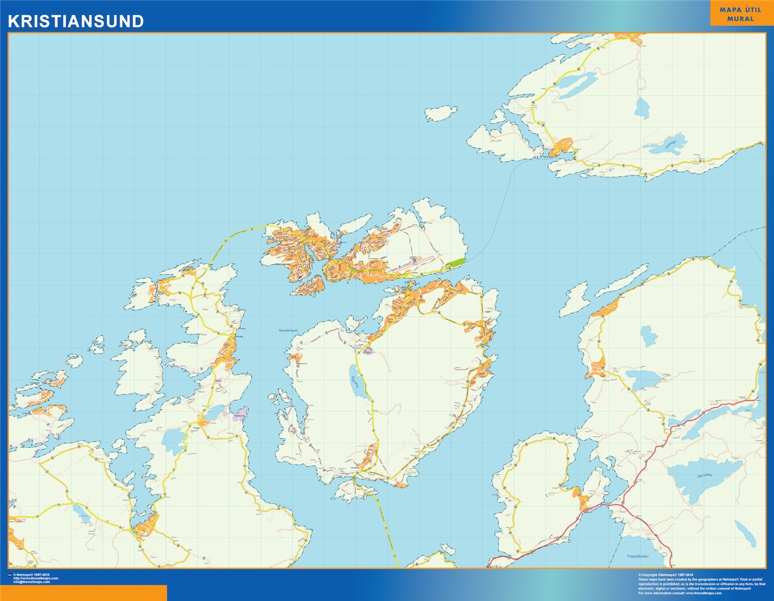 Kristiansund wall map in Norway | Wall maps of the world. THE WALL MAPS