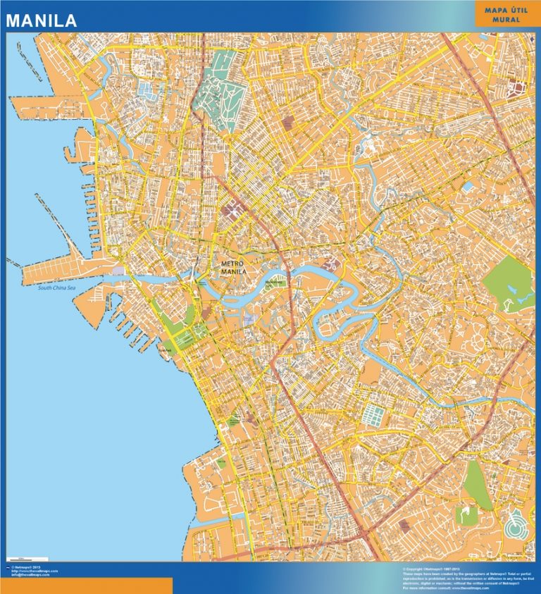 Manila laminated wall map | Wall maps of the world. THE WALL MAPS