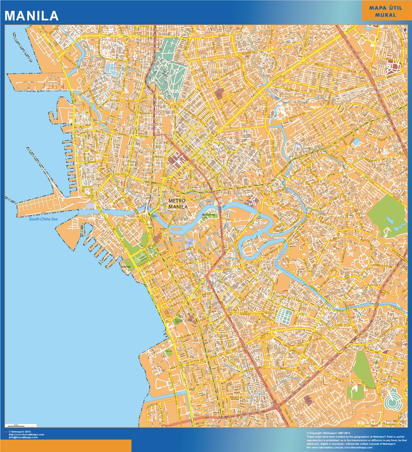 Manila laminated wall map | Wall maps of the world. THE WALL MAPS