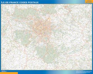 wall map of Ile de France zip codes | Wall maps of the world. THE WALL MAPS