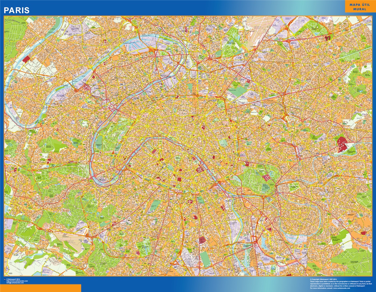 wall map of Paris France | Wall maps of the world. THE WALL MAPS