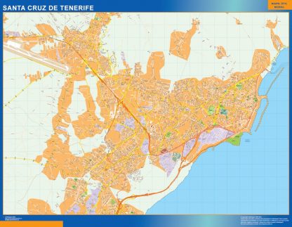wall map of Santa Cruz Tenerife Spain | Wall maps of the world. THE ...