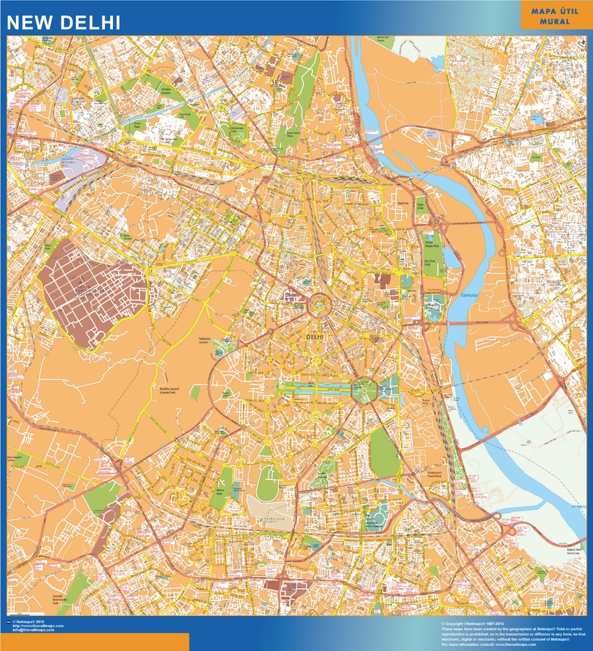 New Delhi laminated wall map | Wall maps of the world. THE WALL MAPS