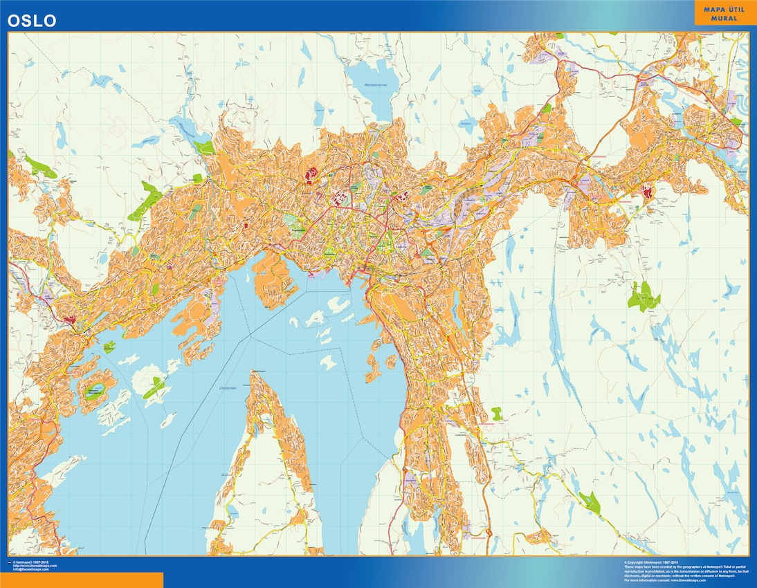 Oslo wall map in Norway | Wall maps of the world. THE WALL MAPS