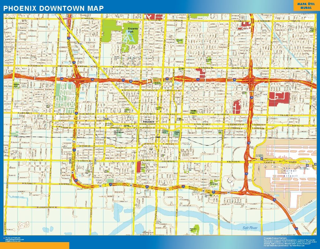 Phoenix downtown wall map | Wall maps of the world. THE WALL MAPS