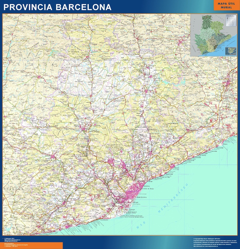 Province Barcelona wall map from Spain | Wall maps of the world. THE ...