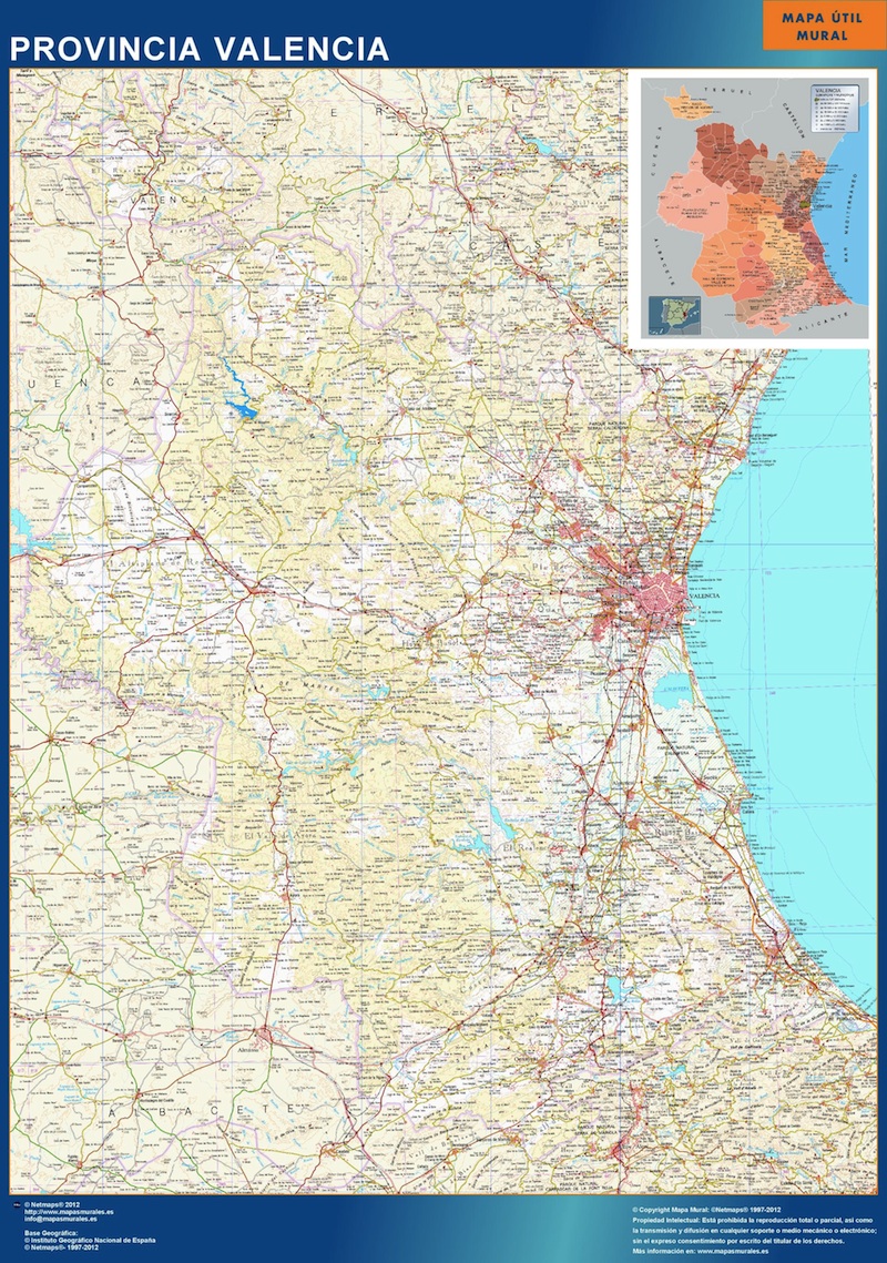 Province Valencia wall map from Spain | Wall maps of the world. THE ...