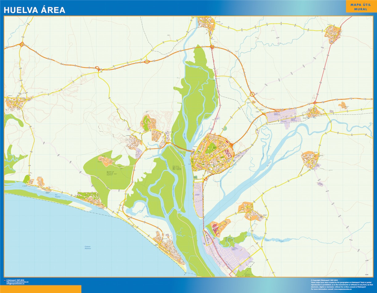 Road wall map Huelva Spain | Wall maps of the world. THE WALL MAPS