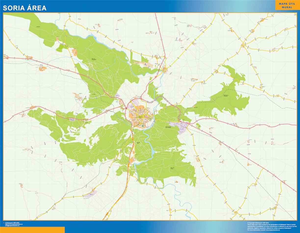 Road wall map Soria Spain | Wall maps of the world. THE WALL MAPS