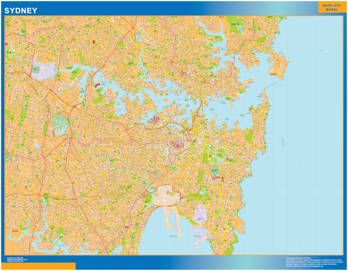 Sydney laminated wall map | Wall maps of the world. THE WALL MAPS
