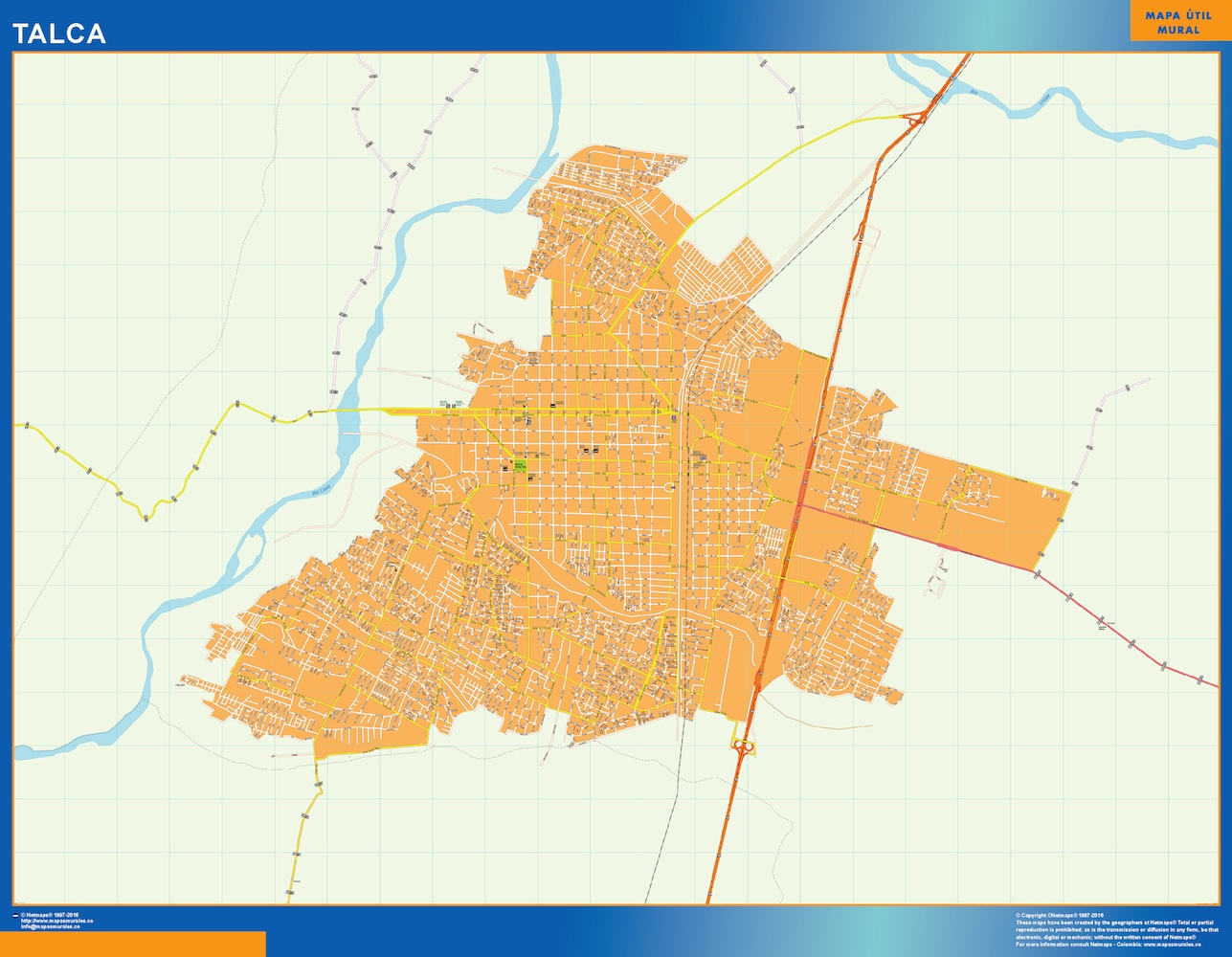 Talca wall map from Chile | Wall maps of the world. THE WALL MAPS