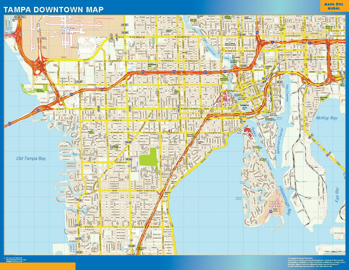 Tampa downtown wall map | Wall maps of the world. THE WALL MAPS