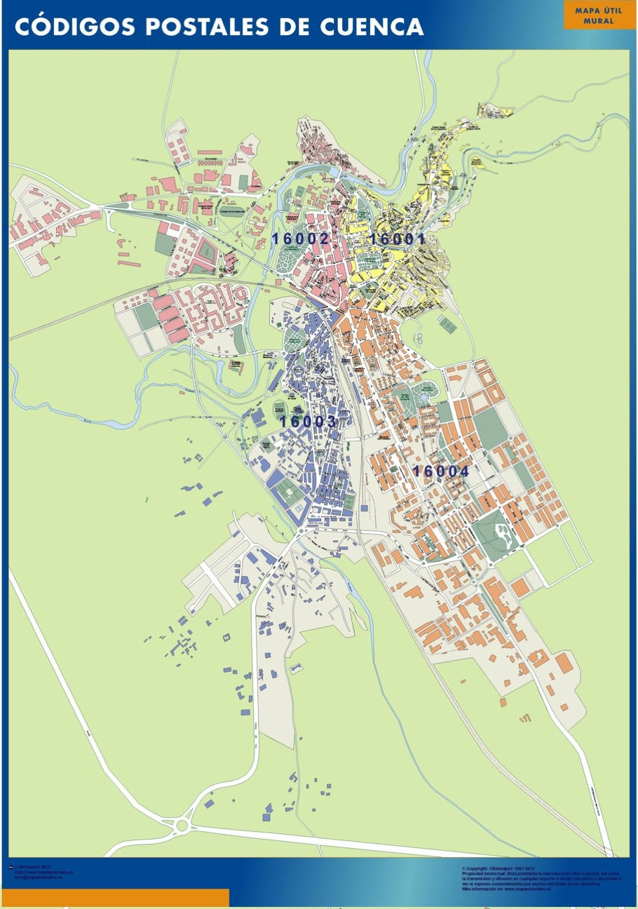 Zip codes Cuenca wall map | Wall maps of the world. THE WALL MAPS