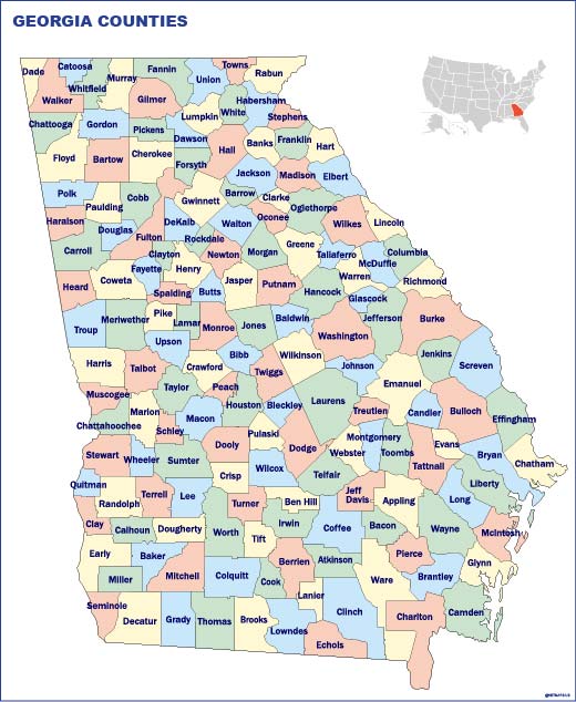 Georgia counties | Wall maps of the world. THE WALL MAPS