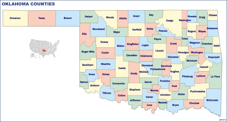 Oklahoma counties | Wall maps of the world. THE WALL MAPS